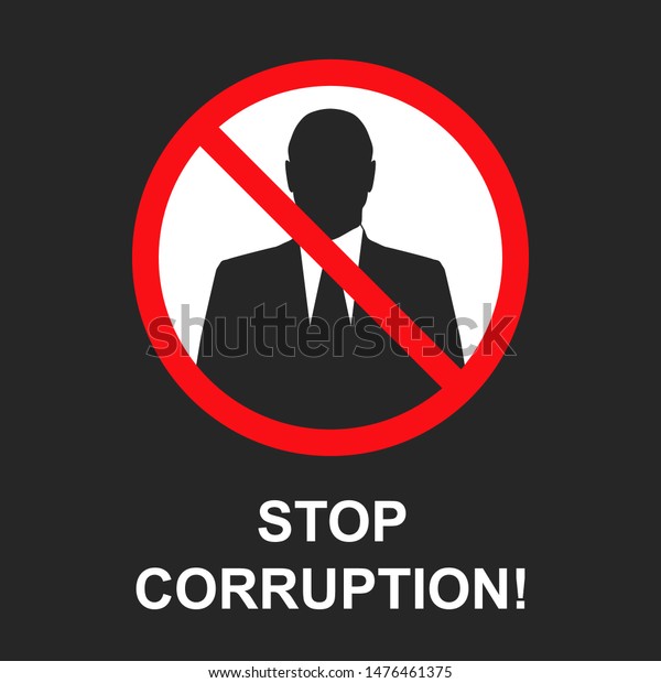 Sign Stop Corruption Icon Silhouette Man Stock Vector (Royalty Free ...