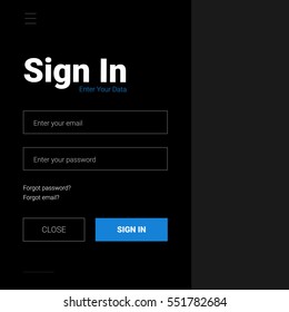 Sign Web Page Template Dark Background Stock Vector (Royalty Free ...