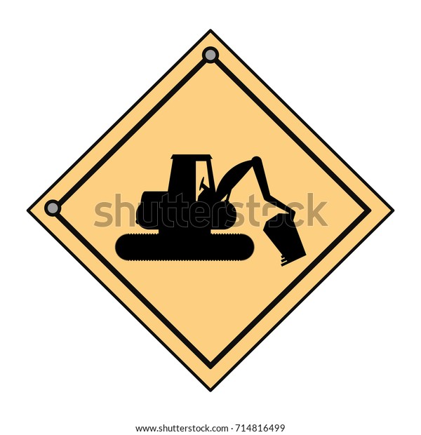 Signal Warning Excavator Vector Illustration Stock Vector (Royalty Free ...