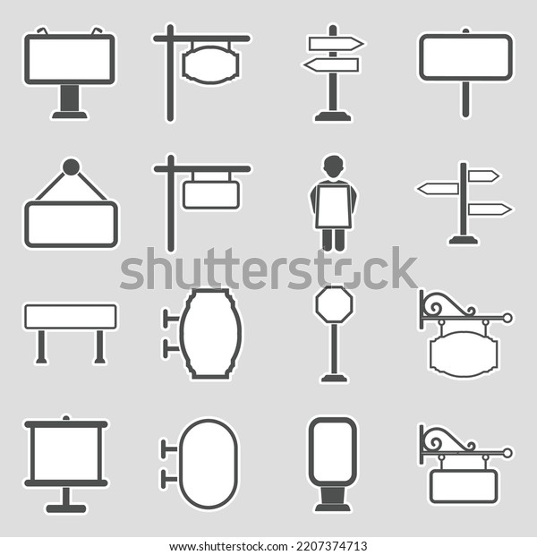 Signboard Icons Sticker Design Vector Illustration Stock Vector ...