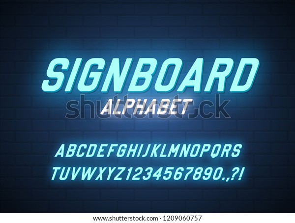 Signboard Lettering Lightbox Alphabet Vector Font: เวกเตอร์สต็อก (ปลอด ...