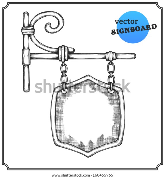 Signboard Sketch Style Handdrawn Vector Illustration Stock Vector ...
