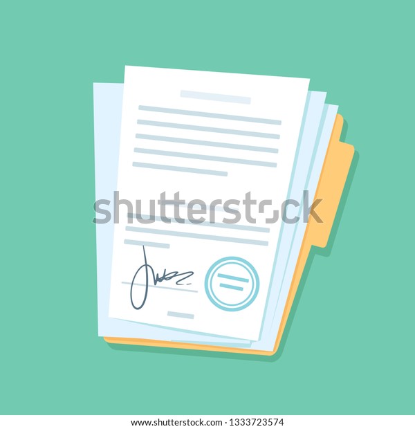 Signed Paper Documents Manual Signature On Stock Vector (Royalty Free ...