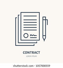 Signing Agreement Contract Vector Flat Line Stock Vector (Royalty Free ...