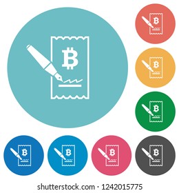 Signing Bitcoin Cheque Flat White Icons Stock Vector (Royalty Free ...