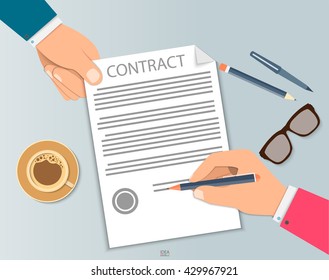 Signing Contract Vector Illustration Stock Vector (Royalty Free ...