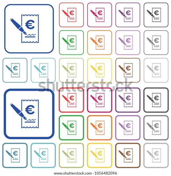 Signing Euro Cheque Color Flat Icons Stock Vector (Royalty Free ...