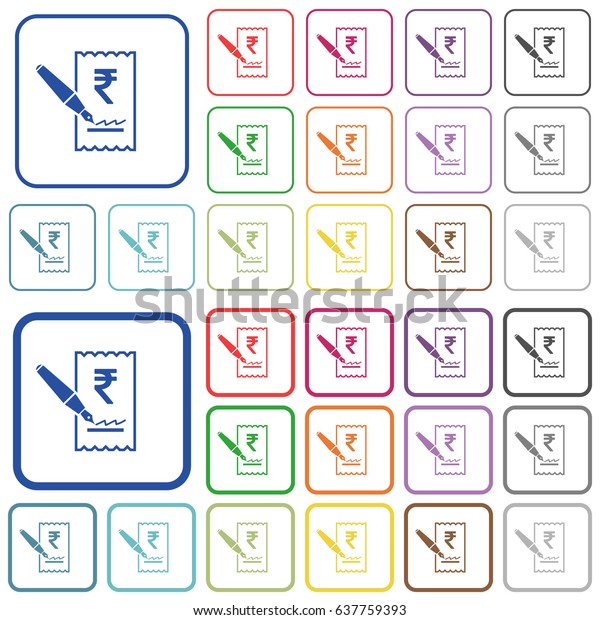 Signing Rupee Cheque Color Flat Icons Stock Vector (Royalty Free ...