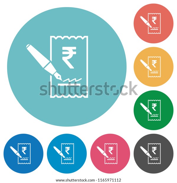Signing Rupee Cheque Flat White Icons: vector de stock (libre de ...