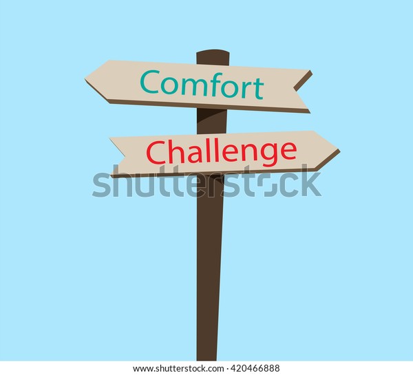 Signpost Challenge Comfort Text Flat Design Stock Vector (Royalty Free ...