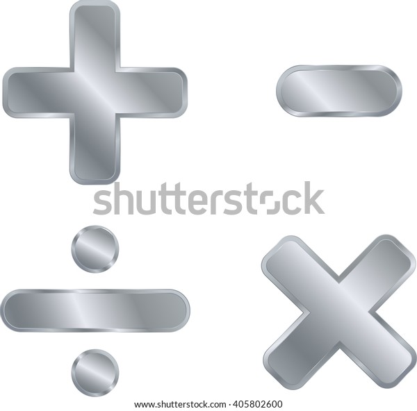 Signs Addition Multiplication Subtraction Division Metal Stock Vector ...