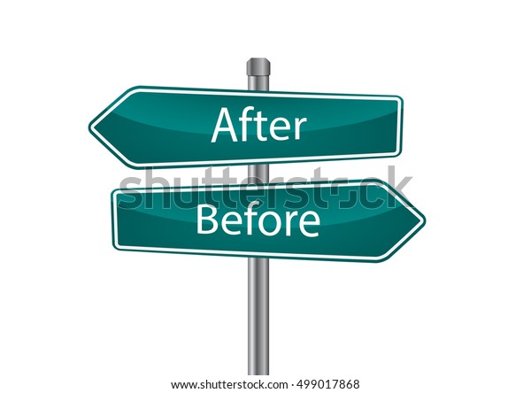 Signs After Before Pointing Opposite Directions Stock Vector (Royalty ...