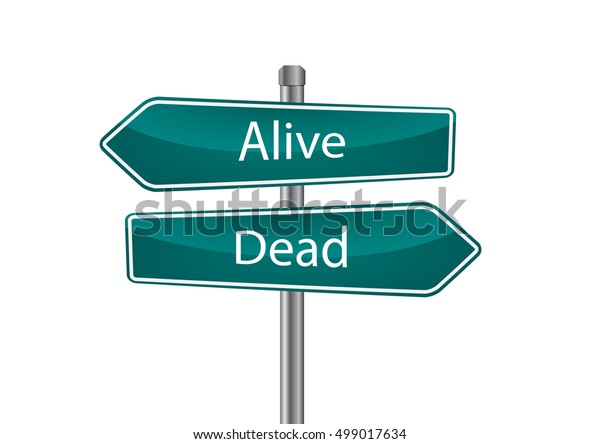 Signs Alive Dead Pointing Opposite Directions Stock Vector (Royalty ...