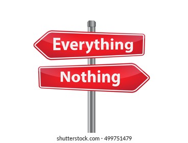 Signs Everything Nothing Pointing Opposite Directions : image ...