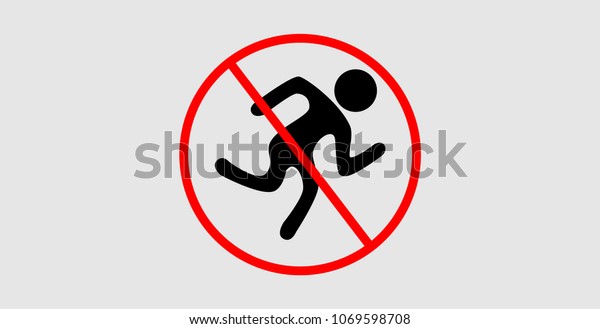 Signs Prohibit People Walking Run Stock Vector (Royalty Free ...