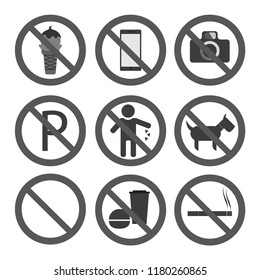 Prohibited Behavior Nature National Parks Set Stock Vector (Royalty ...