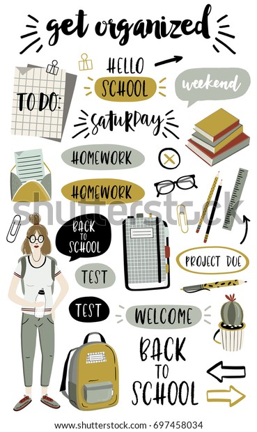 Signs Symbols Organized Your Planner Back Stock Vector (Royalty Free ...