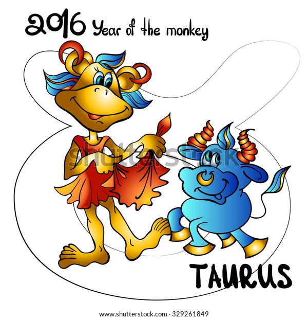 Signs Zodiac Year Monkey Taurus Stock Vector (Royalty Free) 329261849 ...