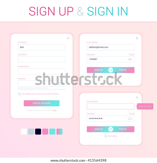 Signup Form Signin Form Web Design Stock Vector (Royalty Free) 413564398