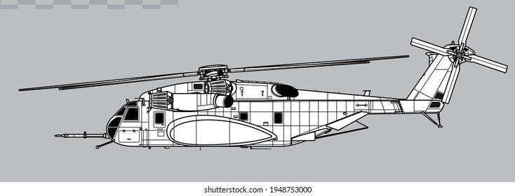 Sikorsky Mh53e Sea Dragon Vector Drawing Stok Vektör (Telifsiz ...