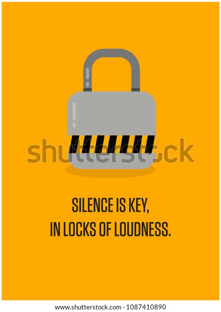 Silence Key Locks Loudness Motivational Quote Stock Vector (Royalty ...