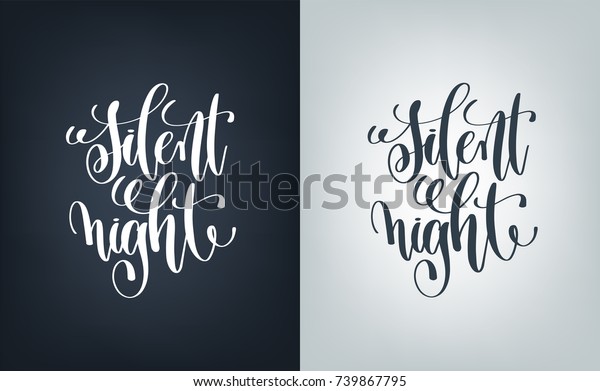 Silent Night Hand Written Lettering Two Stock Vector (Royalty Free ...