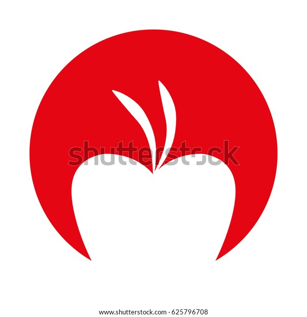 Silhouette Apple Red Circle Background Stock Vector (Royalty Free ...