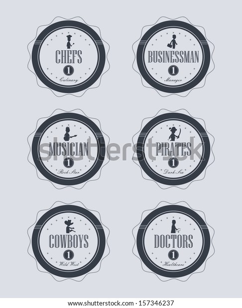 Silhouette Art Label Set Stock Vector (Royalty Free) 157346237 ...