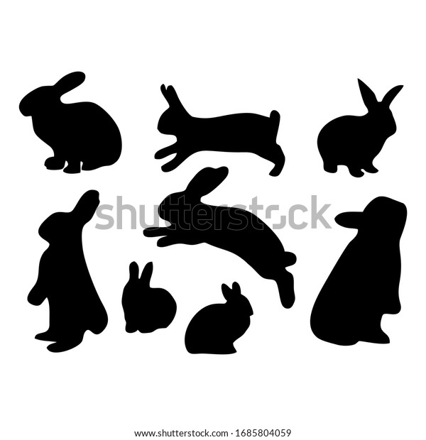 Silhouette Black Rabbit White Background Stock Vector (Royalty Free ...