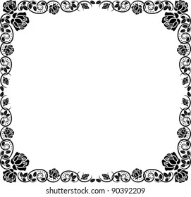 Silhouette Border Rose Decoration: vector de stock (libre de regalías ...
