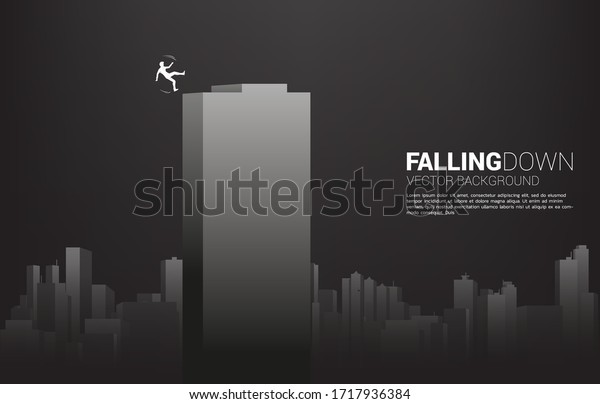 Silhouette Businessman Falling Down Skyscraper Concept Stock Vector ...