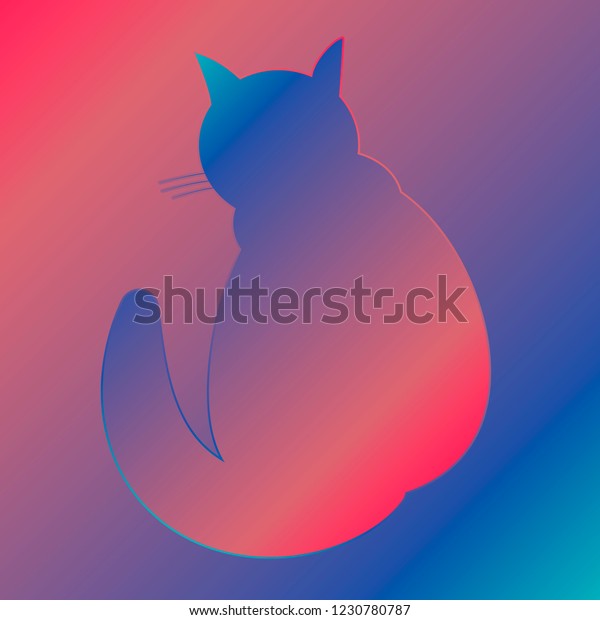 Silhouette Cat Gradient Fill Home Cat Stock Vector (Royalty Free ...