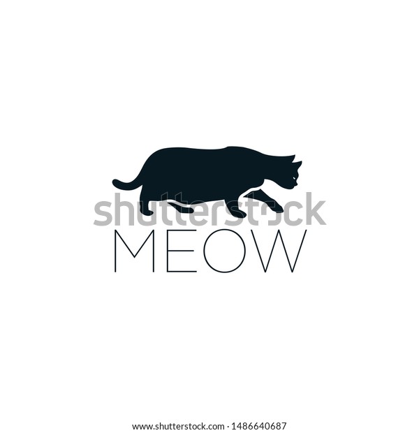 Silhouette of cats vector, meow logo ready to use.