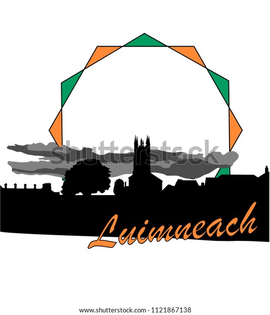 Silhouette City Limerick On Background Colors Stock Vector (Royalty ...
