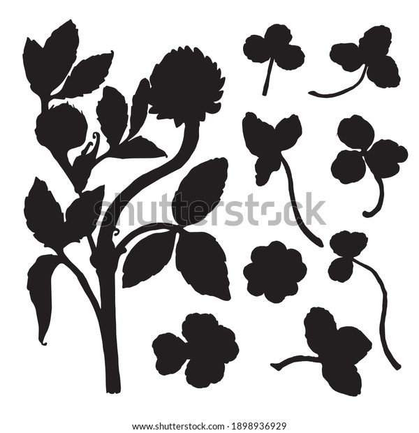 Silhouette Clover Leaves Vector 10 Wild Stock Vector (Royalty Free ...