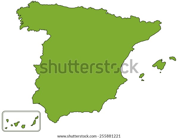Silhouette Contour Map Spain All Objects Stock Vector (Royalty Free ...