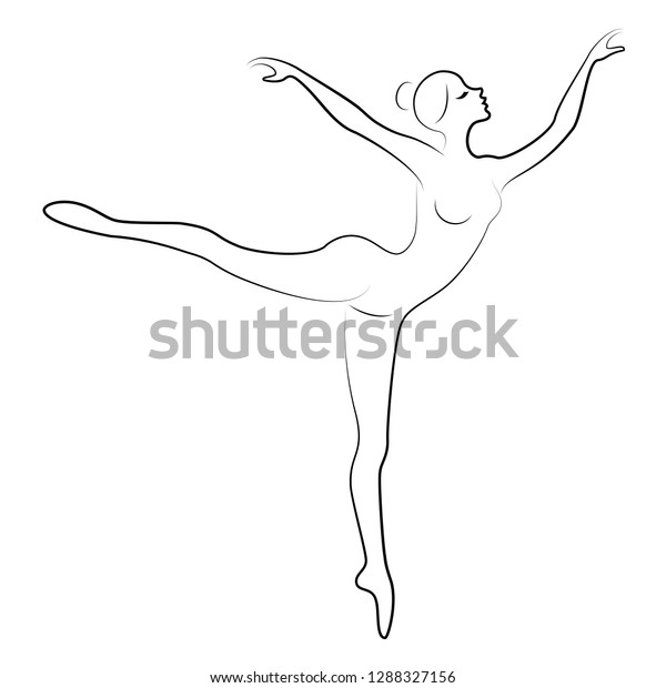 Silhouette Cute Lady She Dancing Ballet Stock Vector (Royalty Free ...