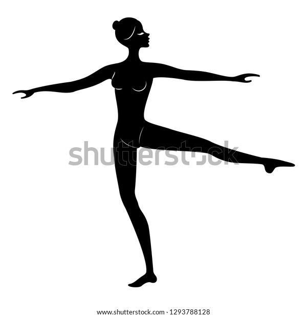 Silhouette Cute Lady She Dancing Ballet Stock Vector (Royalty Free ...