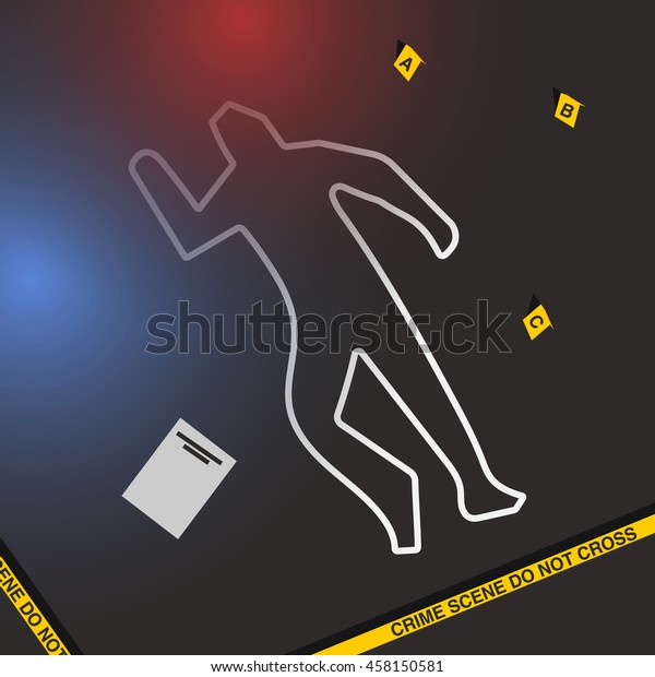 Silhouette Dead Man Painted On Ground Stock Vector (Royalty Free) 458150581
