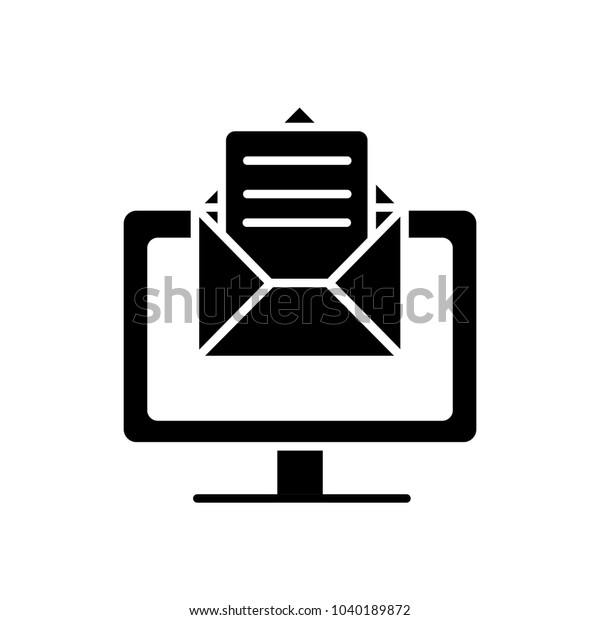 Silhouette Email Letter Message Computer Technology: vector de stock ...