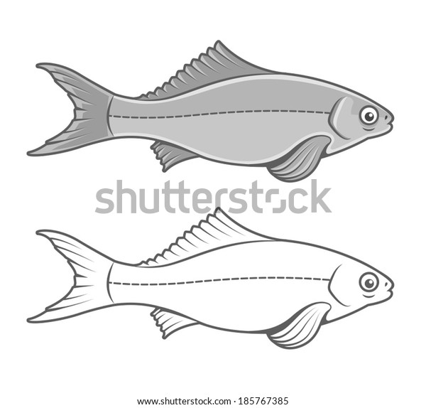 Silhouette Fish Contour Drawing Eps8 Vector Stock Vector (Royalty Free ...