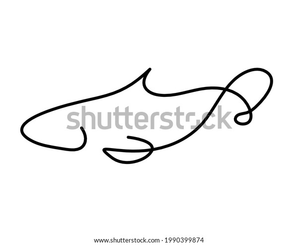 Silhouette Fish Line Drawing On White Stock Vector (Royalty Free ...