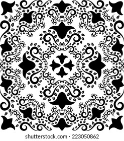 Silhouette Floral Pattern Seamless Stock Vector (Royalty Free ...
