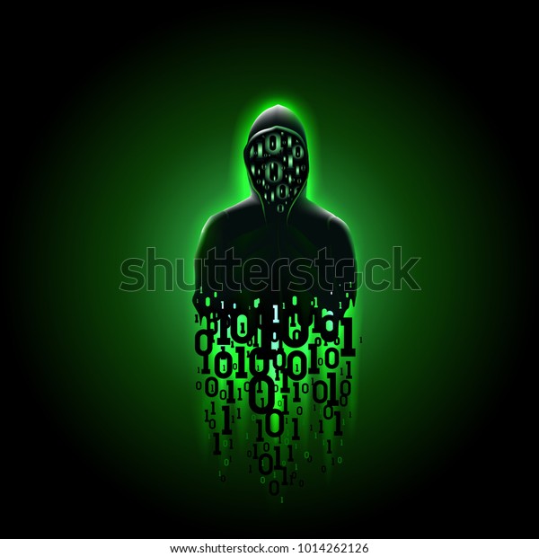 Silhouette Hacker Hood Binary Code On Stock Vector (Royalty Free) 1014262126 | Shutterstock