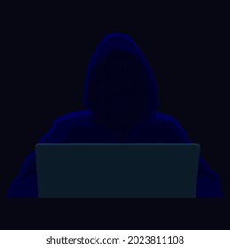 Silhouette Hacker Laptop Computer Isolated On Stock Vector (Royalty ...