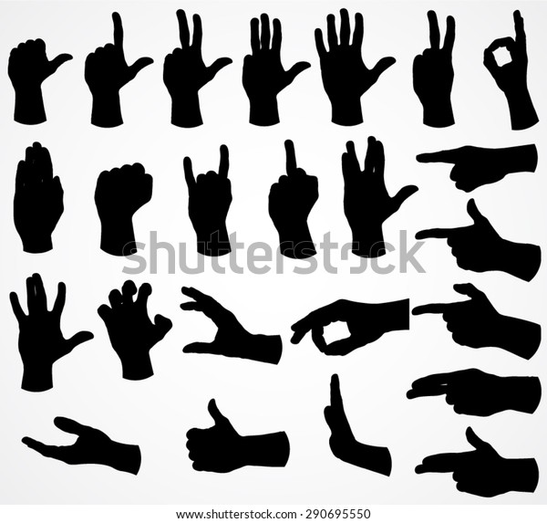 Silhouette Hand Set Vector Illustration Stock Vector (Royalty Free ...