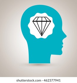 Silhouette Head Diamond Gem Vector Illustration Stock Vector (Royalty ...