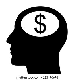 Silhouette Head Dollar Sign Isolated On Stock Vector (Royalty Free ...