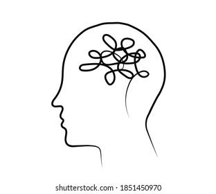 Silhouette Head Tangled Brain On White Stock Vector (Royalty Free ...