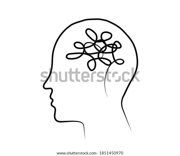 Silhouette Head Tangled Brain On White Stock Vector (Royalty Free ...